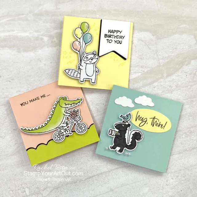 Three More Zoo Crew Mini Stretch Cards - Stamp Your Art Out!