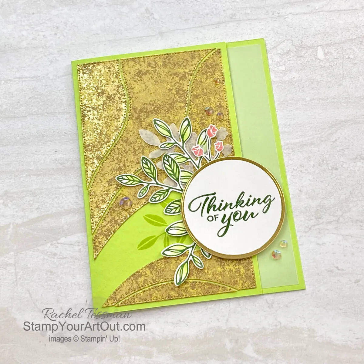A Great Combo...Distressed Gold and Parakeet Party - Stamp Your Art Out!
