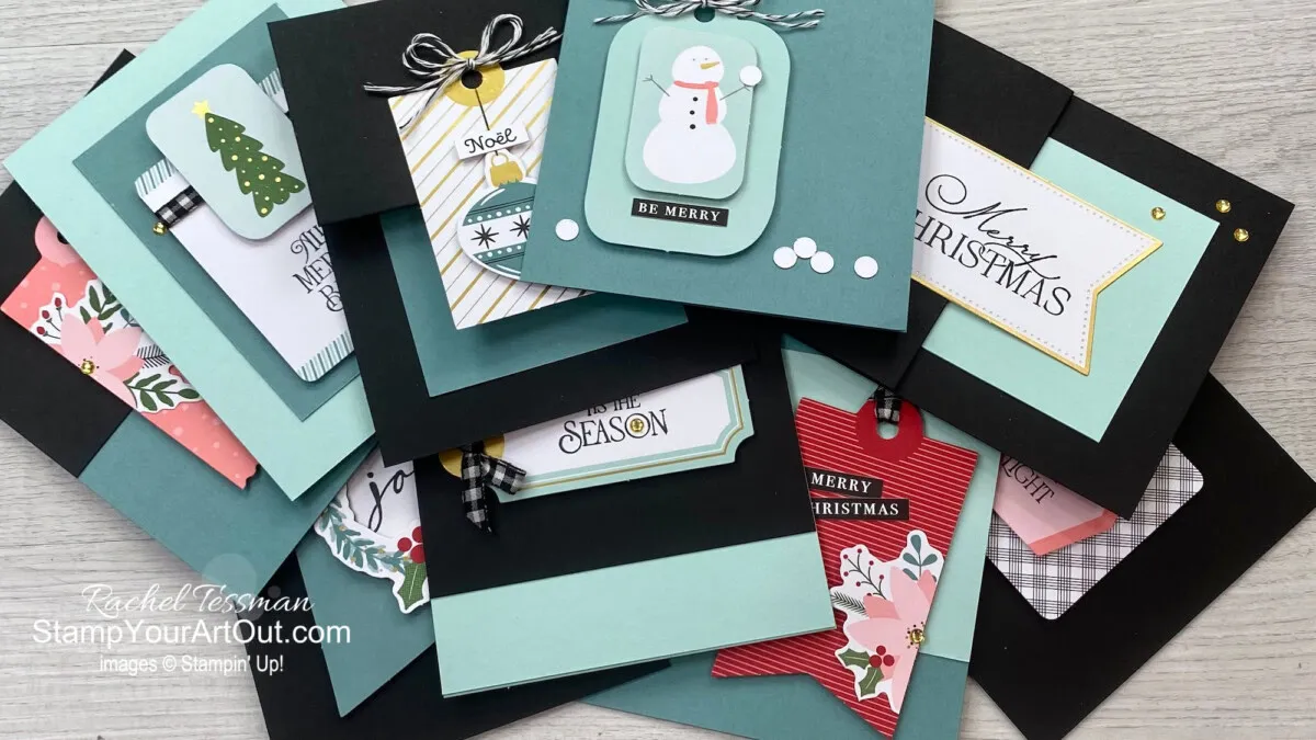 Festive Tags Kit Multiplied As Cards - Stamp Your Art Out!