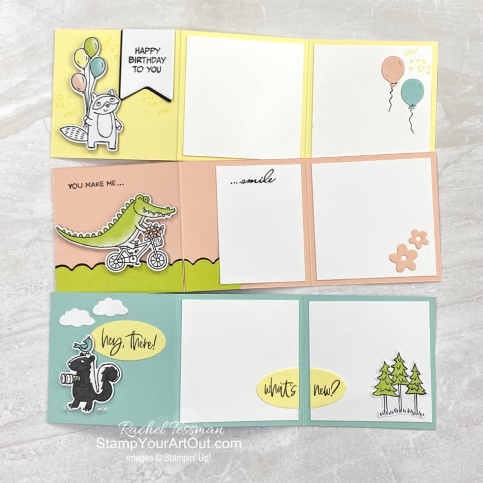 Three More Zoo Crew Mini Stretch Cards - Stamp Your Art Out!