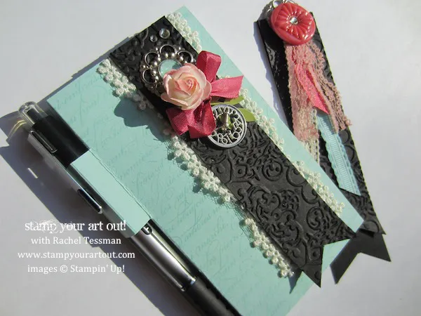 Artisan Embellished Notebook, Pen and Bookmark - Stamp Your Art Out!